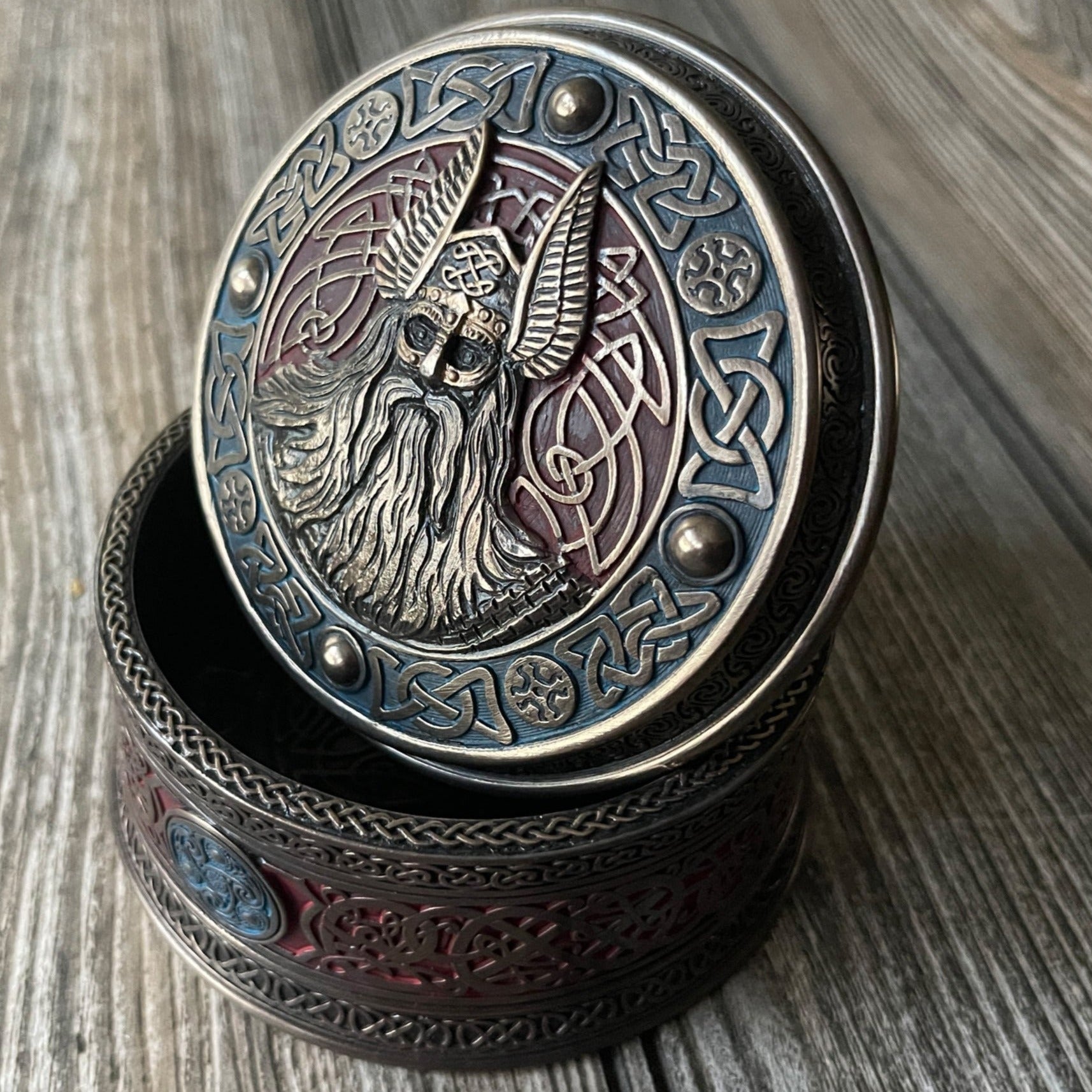 Norse God Odin Round Viking Trinket Box | SHOPTELI