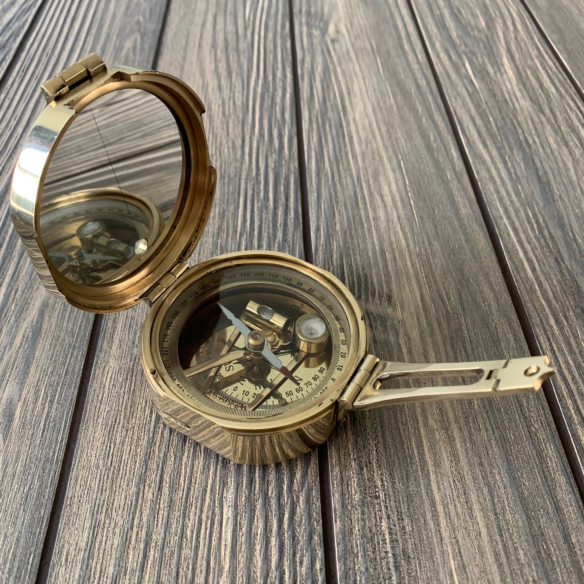 Solid Brass Brunton Pocket Compass | SHOPTELI