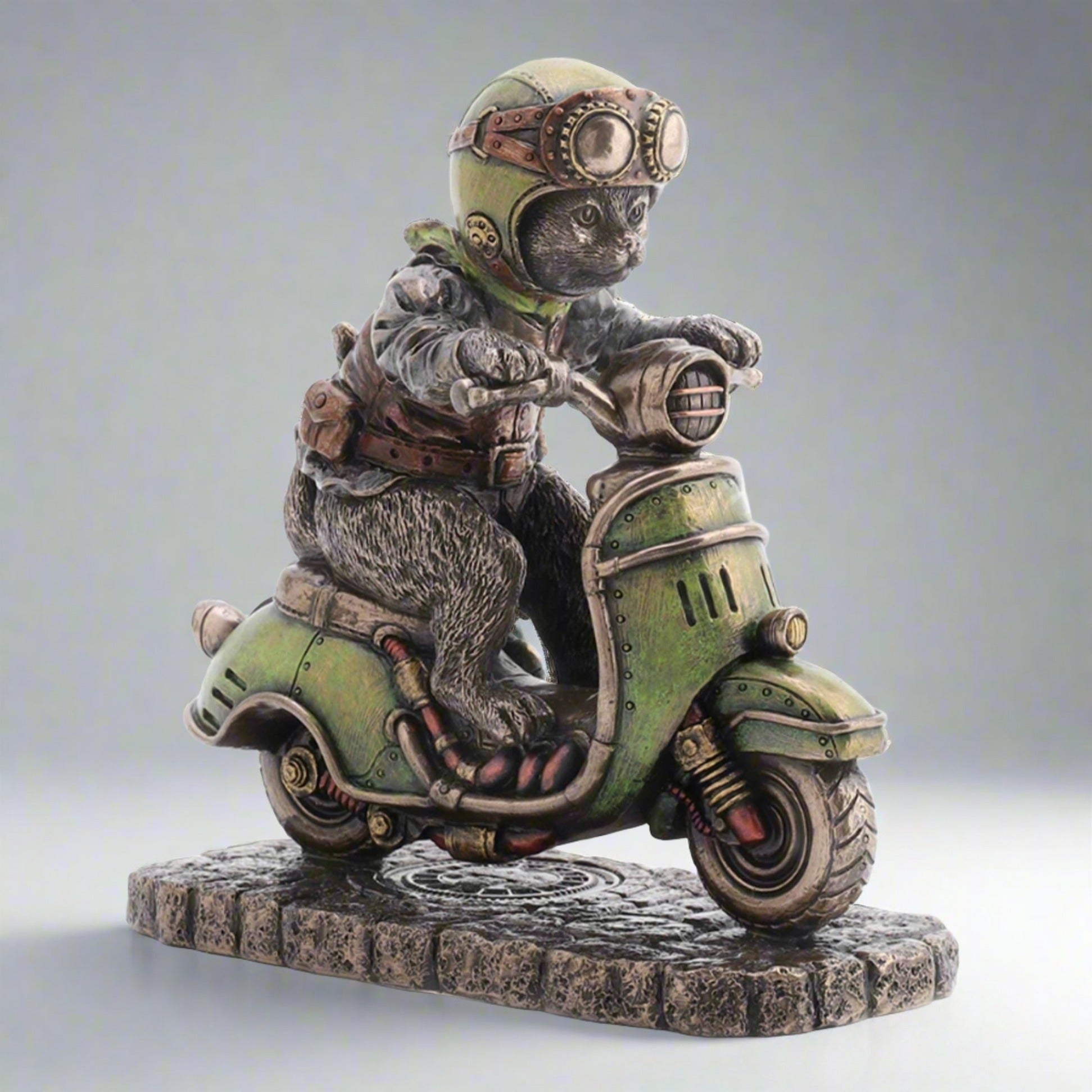 Collectible Steampunk Racer Cat On Scooter | SHOPTELI
