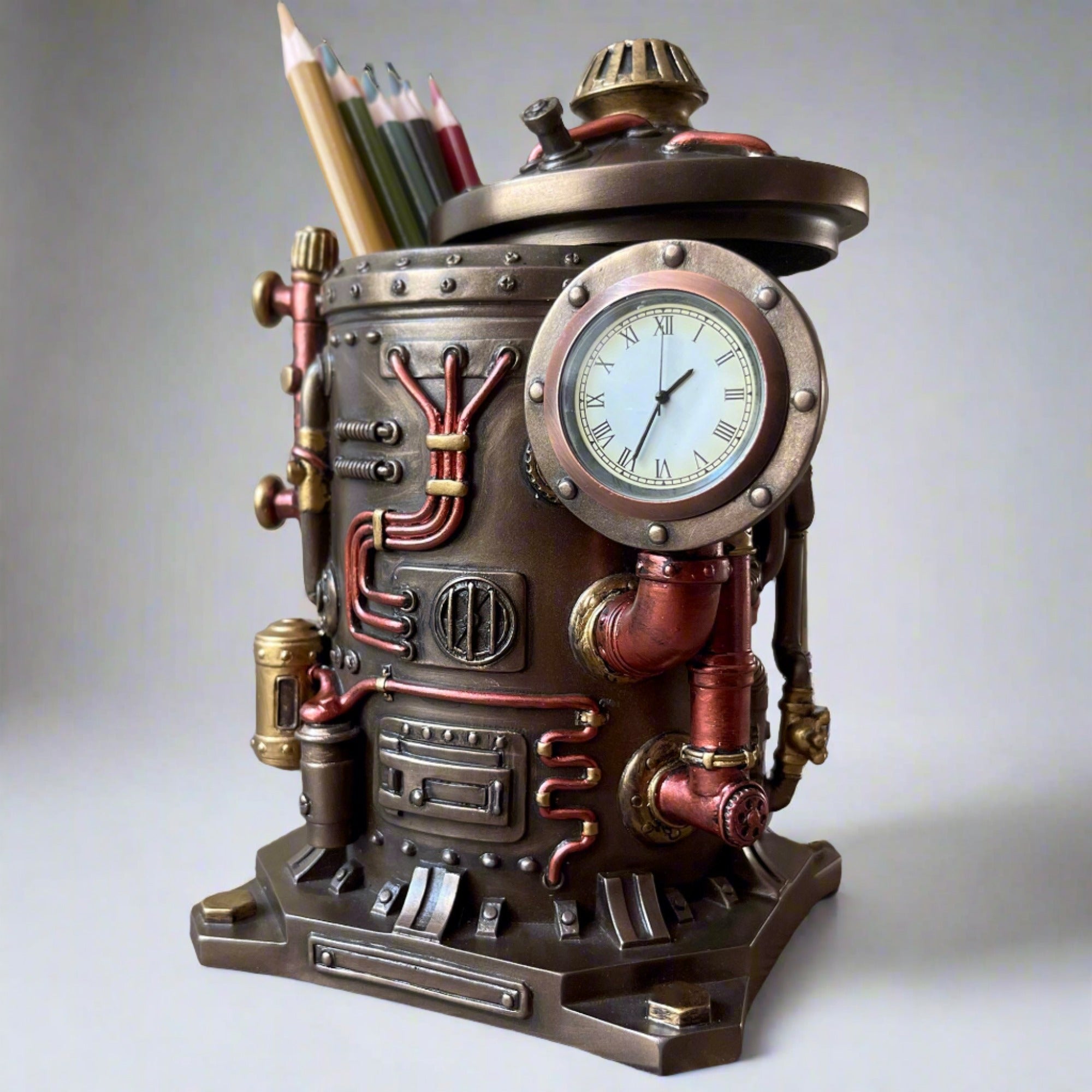Steampunk Table Clock Trinket Box Desk Decor | SHOPTELI