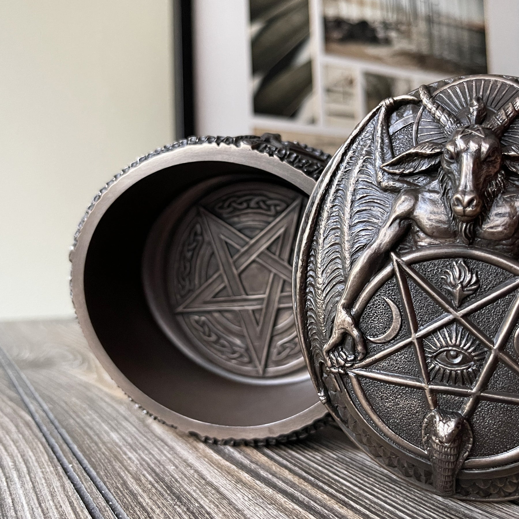 Handmade Wiccan Pentagram Baphomet Trinket Box | SHOPTELI